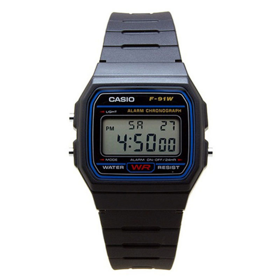 Casio Standard นาฬิกาข้อมือผู้ชาย สีดำ สายเรซิ่น รุ่น F-91W-1D | AllOnline