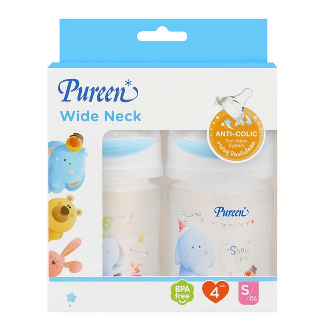 Pureen ขวดนมคอกว้าง 4 ออนซ์ แพ็ก 2 ขวด | AllOnline