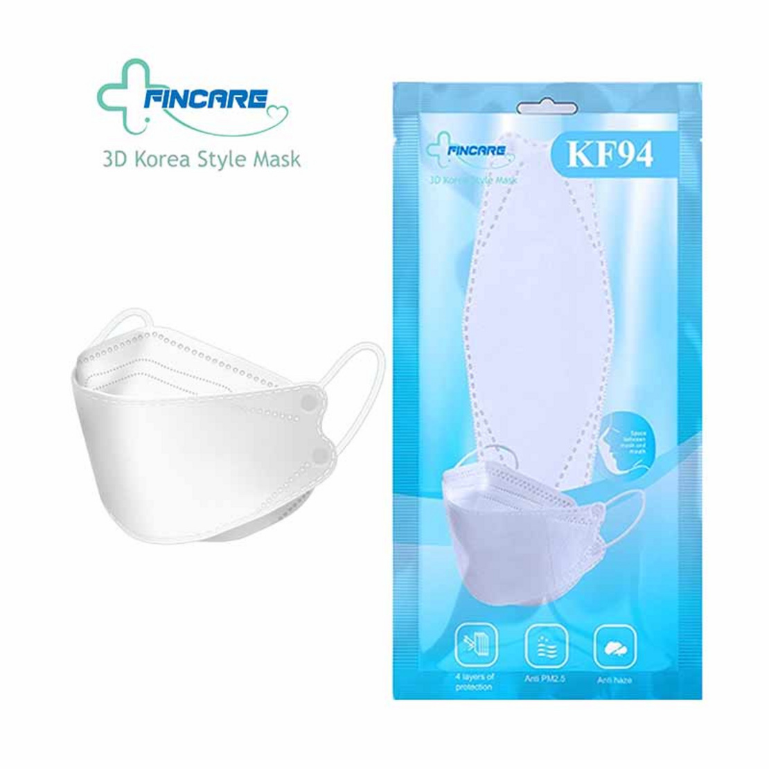 Fincare หน้ากากป้องกันฝุ่น KF94 สีขาว (แพ็ก 10 ชิ้น) | AllOnline