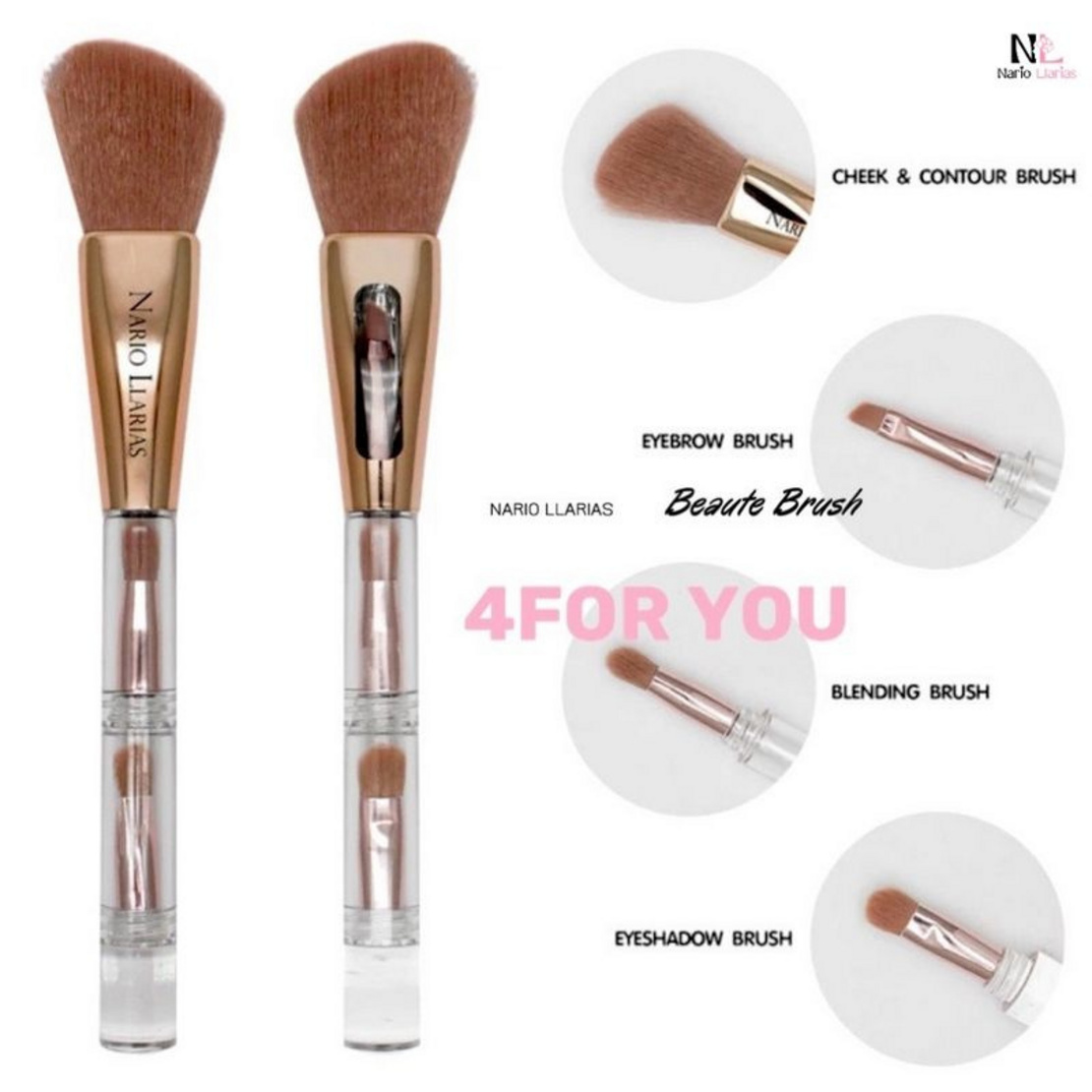 Nario Llarias แปรงแต่งหน้า 4 หัว Elegant de Beaute Brush (4 in 1 ...