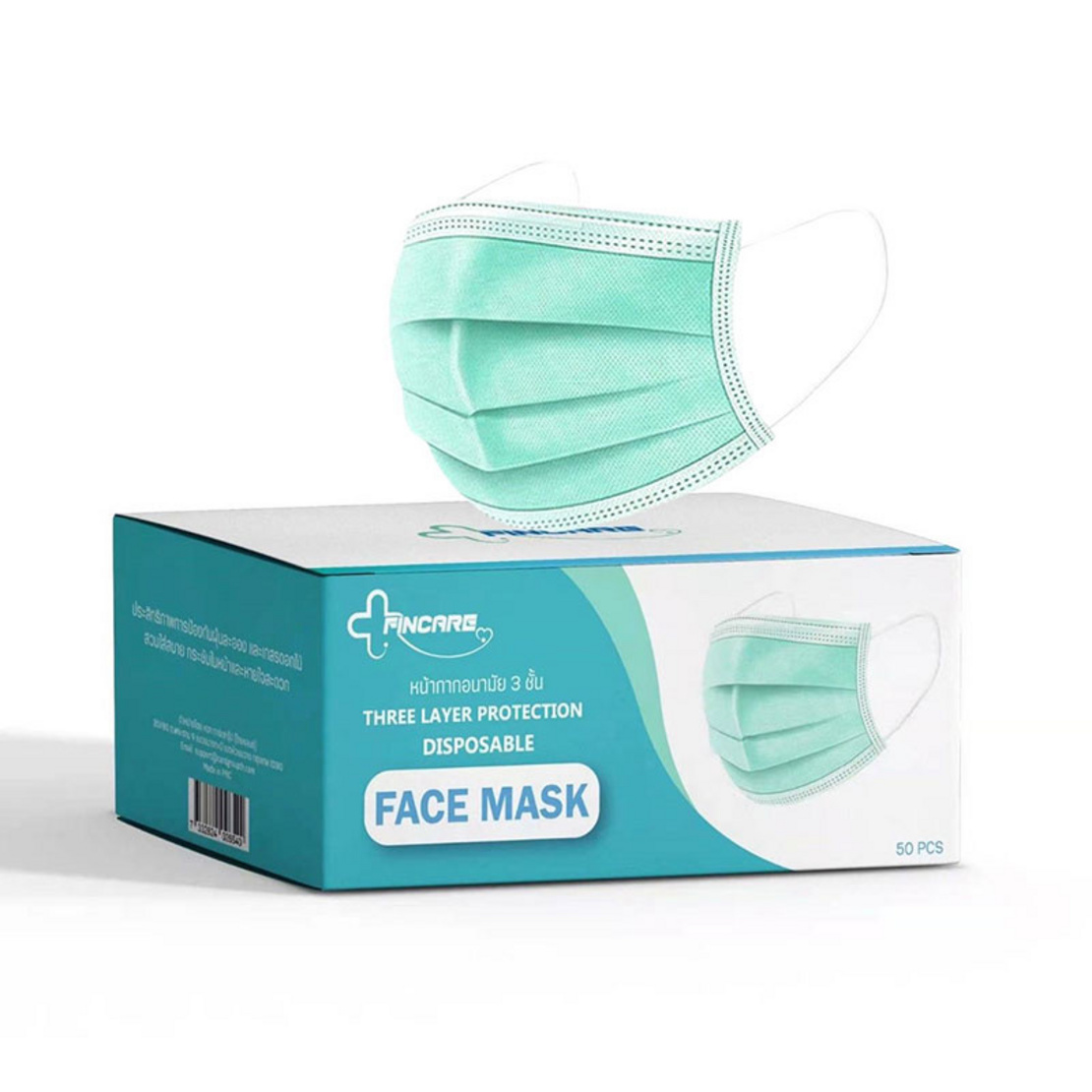 Fincare FACE MASK หน้ากากป้องกันฝุ่น 3ชั้น สำหรับผู้ใหญ่ สีเขียว ...
