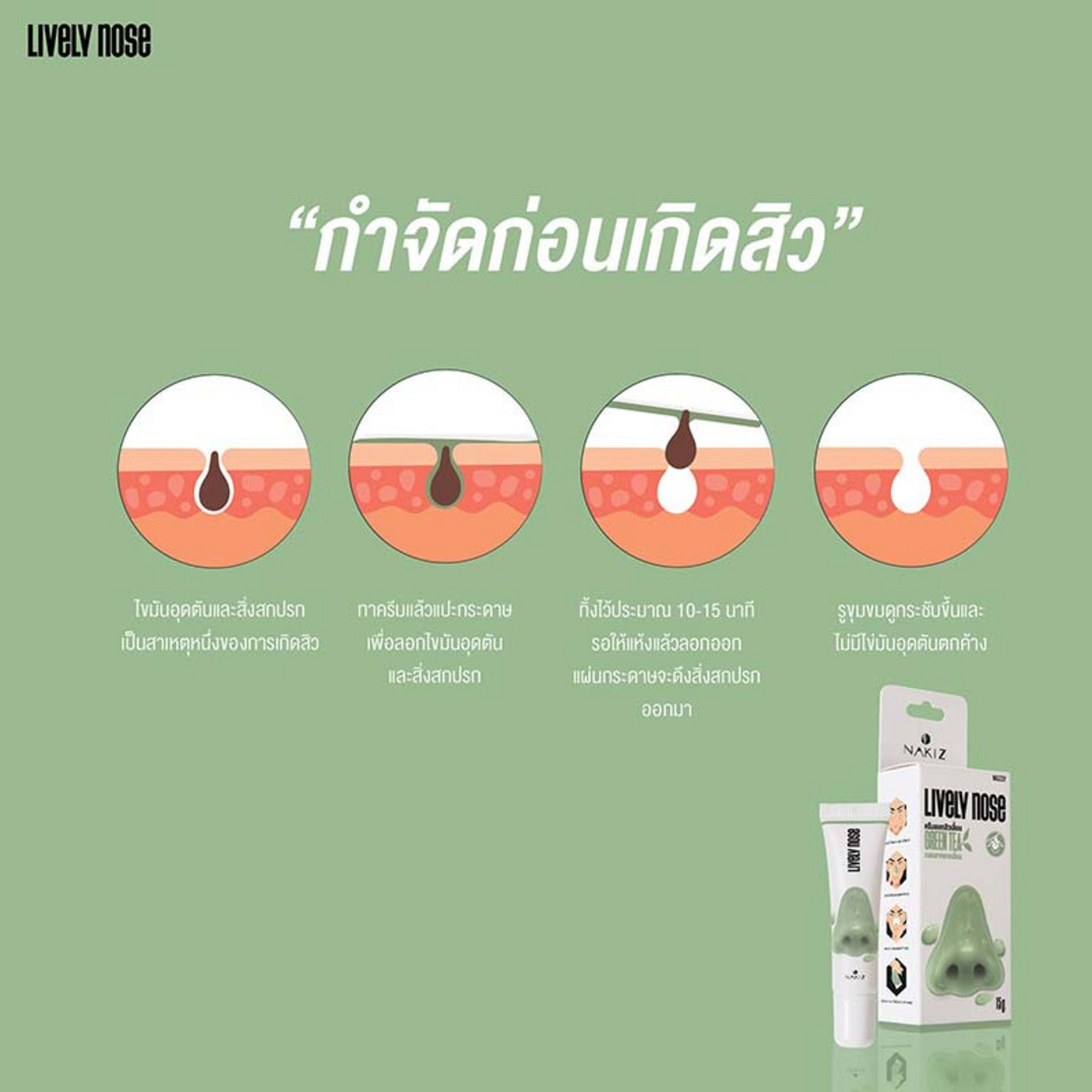 Nakiz ครีมลอกสิวเสี้ยน LIVELY NOSE PREMIUM 15 กรัม | AllOnline