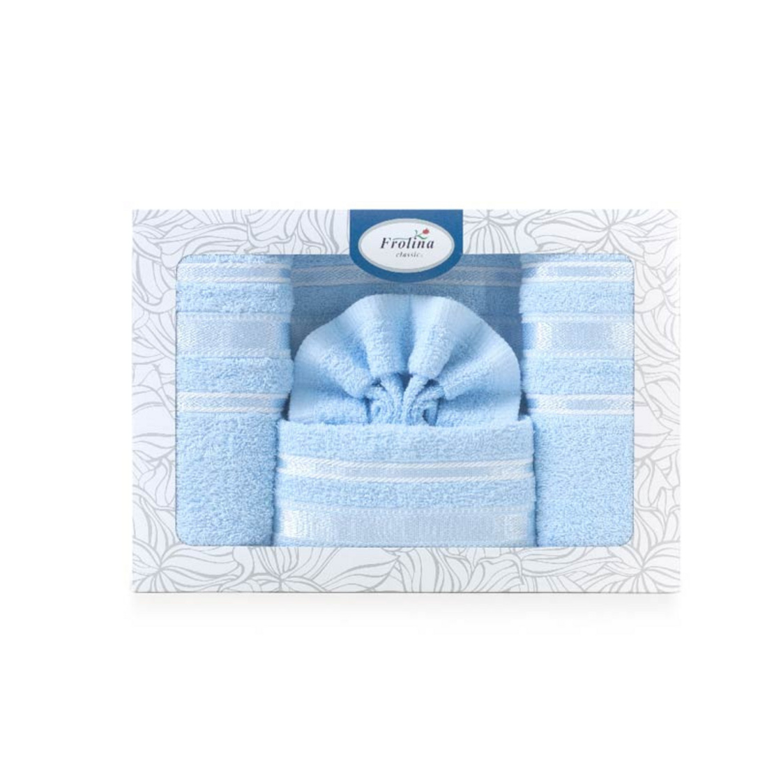 Frolina ชุดของขวัญ ผ้าขนหนูเช็ดผมและเช็ดตัว ขนาด 15x30+30x60 นิ้ว รุ่น ...