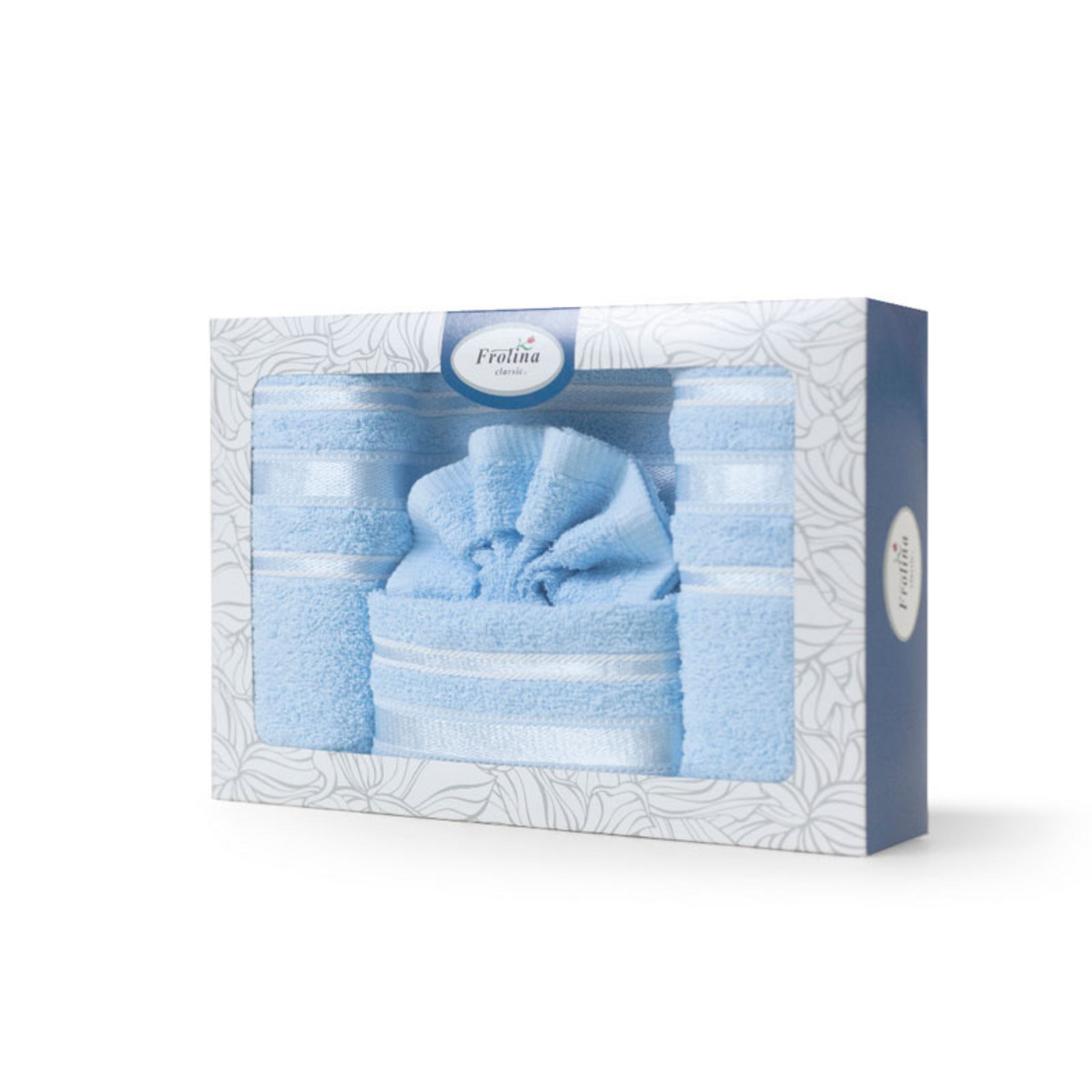 Frolina ชุดของขวัญ ผ้าขนหนูเช็ดผมและเช็ดตัว ขนาด 15x30+30x60 นิ้ว รุ่น ...