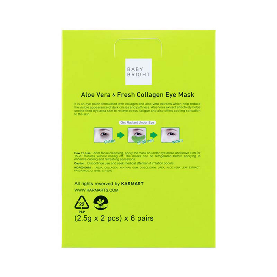 Baby Bright มาส์กตา Aloe Vera & Fresh Collagen Eye Mask 2.5 กรัม แพ็ก 6 ...