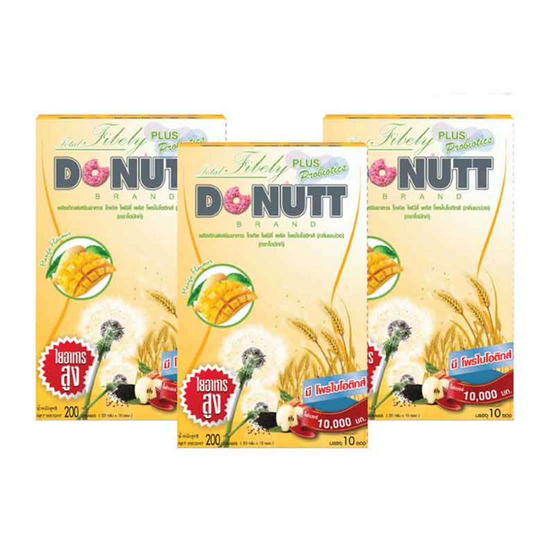 Donutt โทเทิล ไฟบีลี่ พลัส โพรไบโอติกส์ กลิ่นมะม่วง 10 ซอง/กล่อง (แพ็ก3กล่อง) | AllOnline