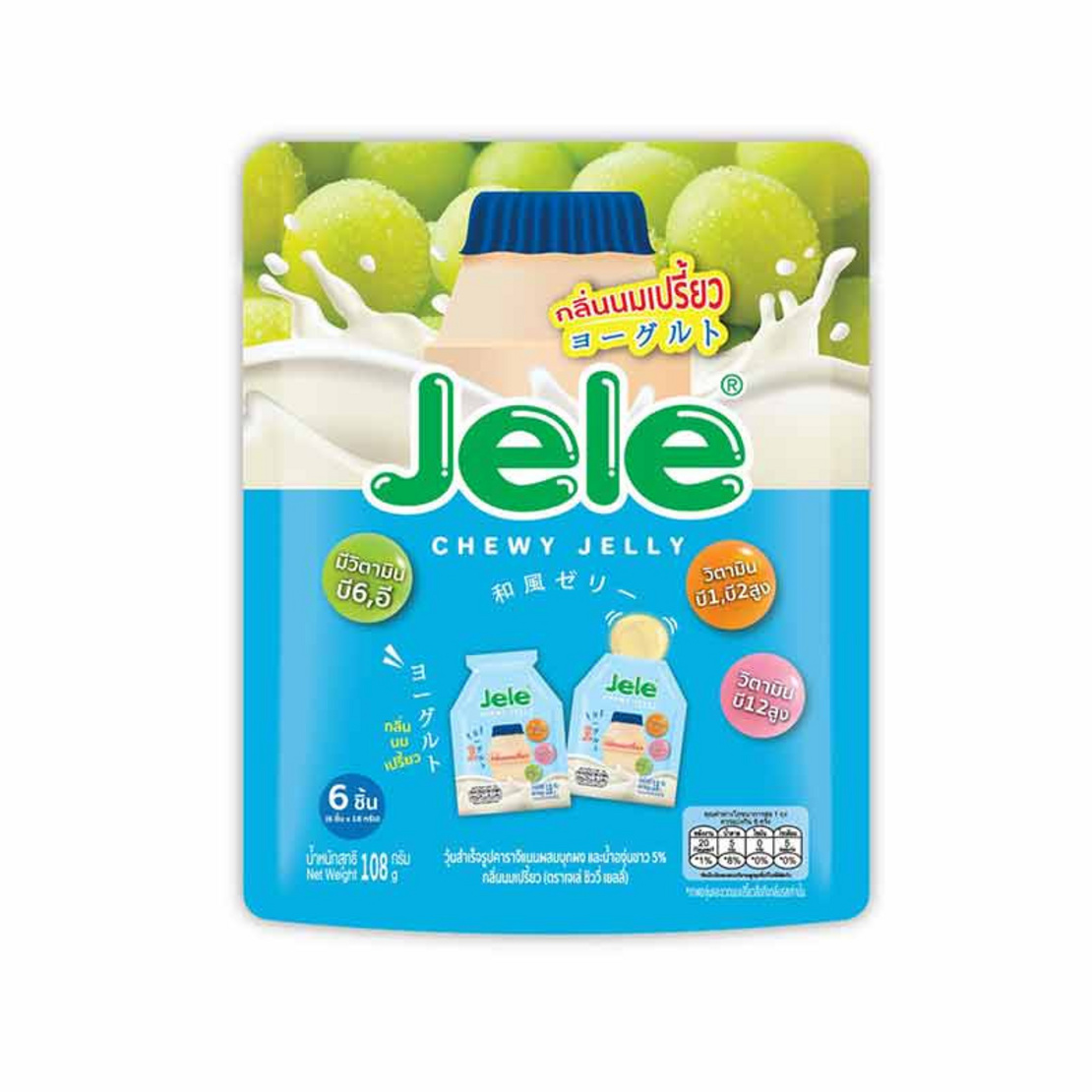 เจเล่ ชิววี่ เยลลี่ ผสมบุก กลิ่นนมเปรี้ยว 108 กรัม (แพ็ก 6 ชิ้น) | AllOnline
