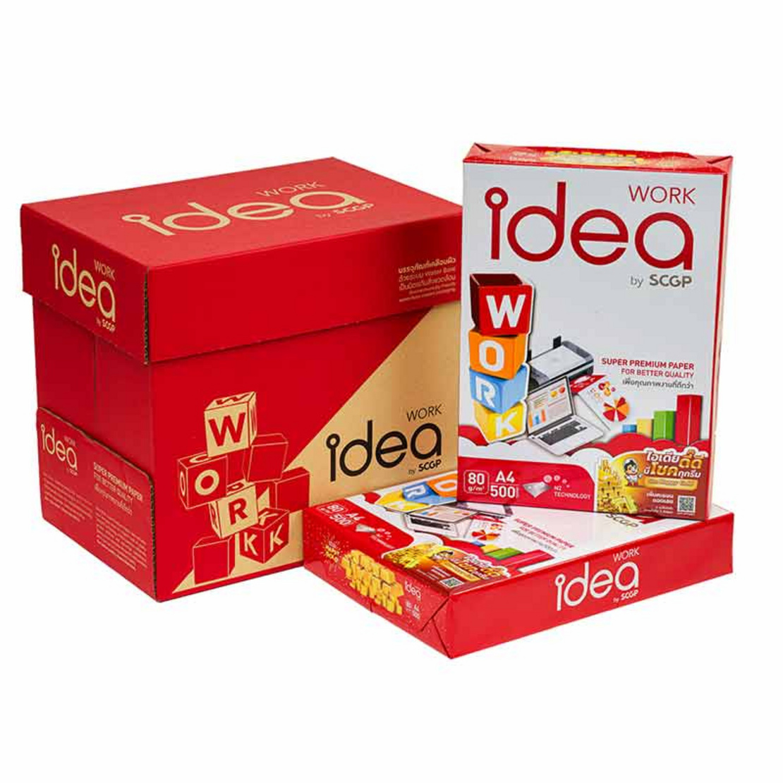 idea WORK กระดาษถ่ายเอกสาร A4 80แกรม 500แผ่น (5 รีม/กล่อง) | AllOnline