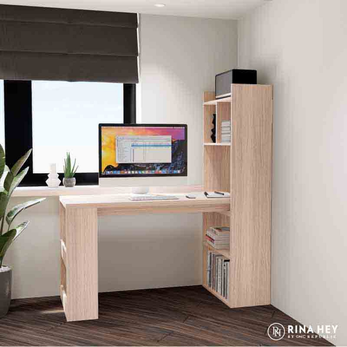 Rina Hey โต๊ะทำงาน+ชั้นหนังสือ VOX/140 น้ำตาลอ่อน | AllOnline