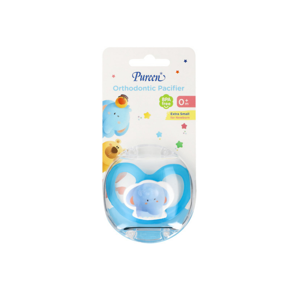 Pureen จุกหลอกหัวกลมพร้อมกล่องจัดเก็บ สำหรับเด็กแรกเกิด ลายช้าง Baby ...