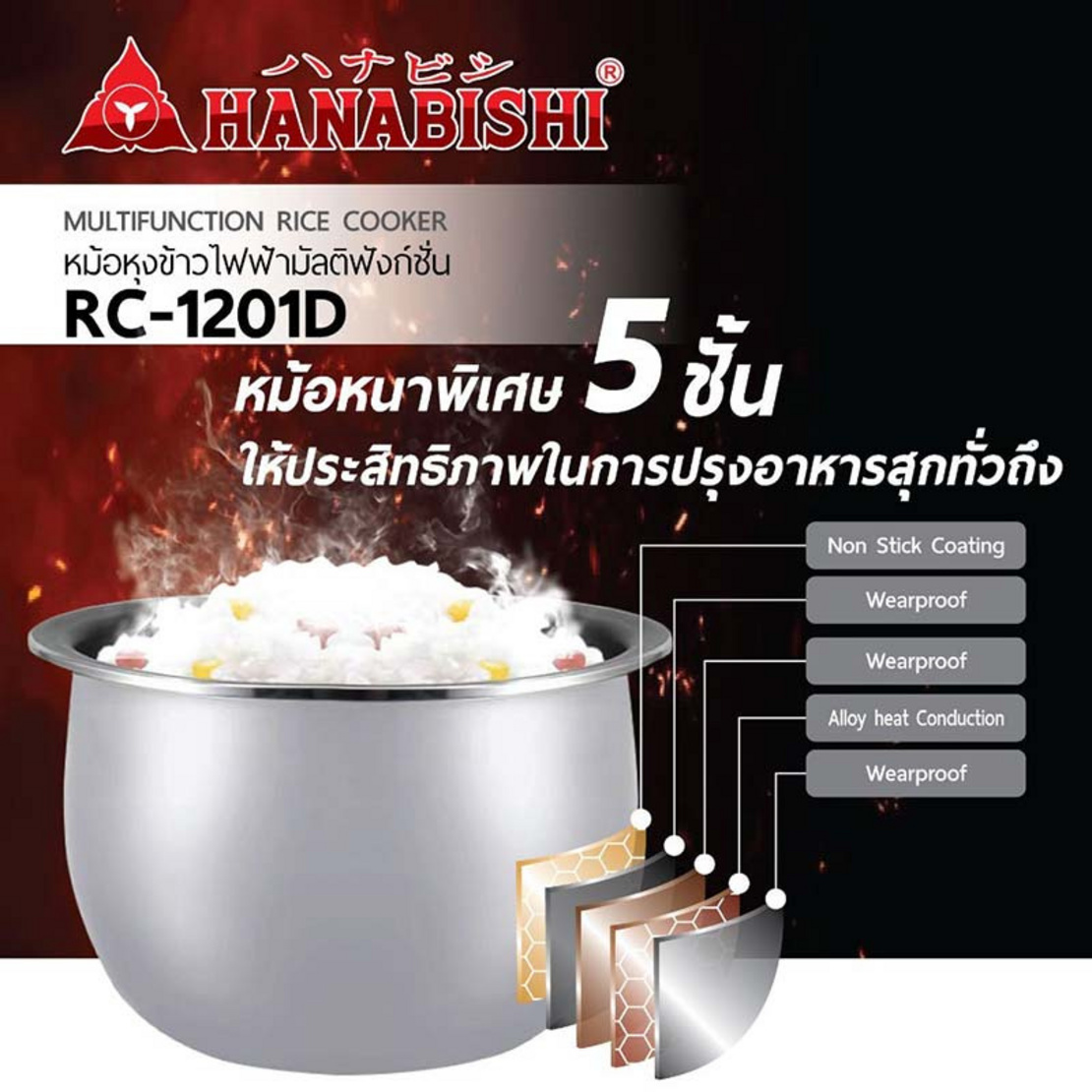 Hanabishi หม้อหุงข้าวดิจิตอล รุ่น RC-1201D | AllOnline