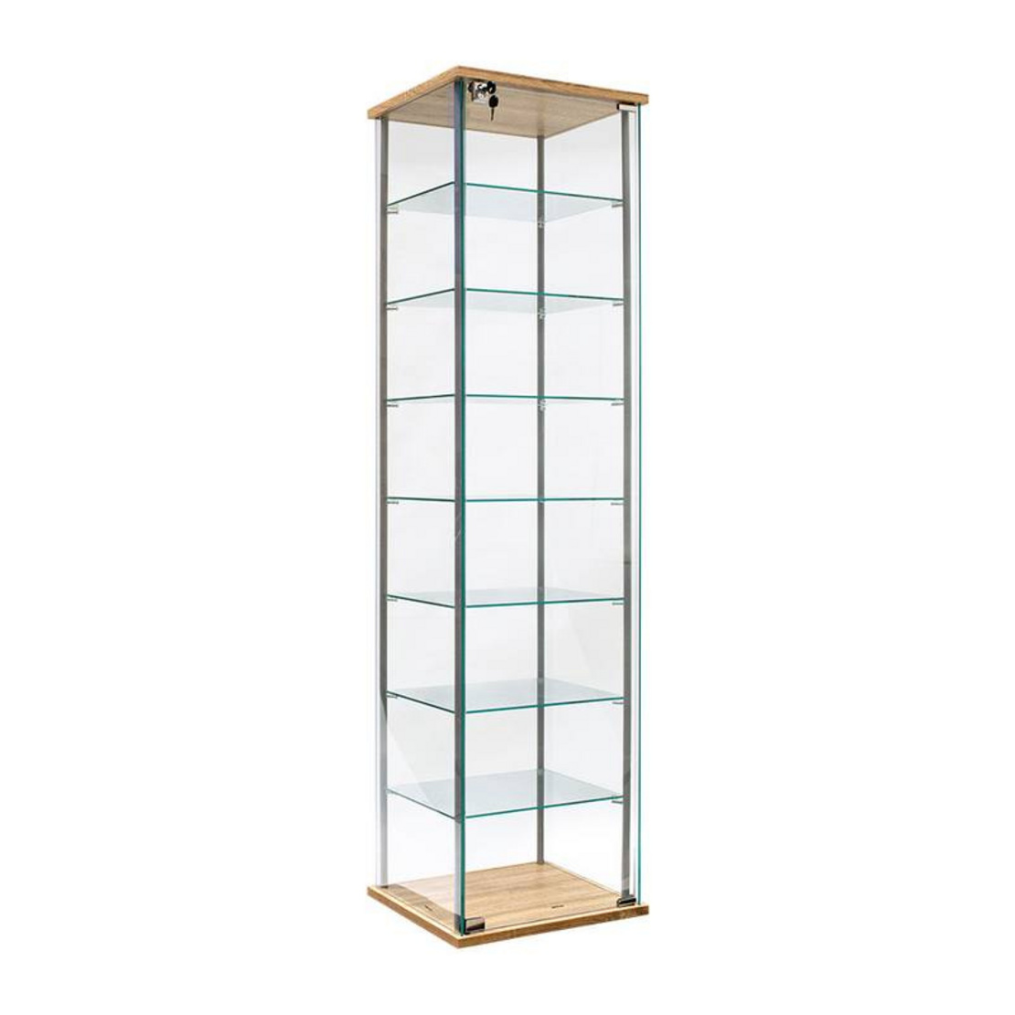 Rina Hey ตู้โชว์กระจก 8 ชั้นพร้อมกุญแจล็อก SHOW/42 ไม้ธรรมชาติ | AllOnline