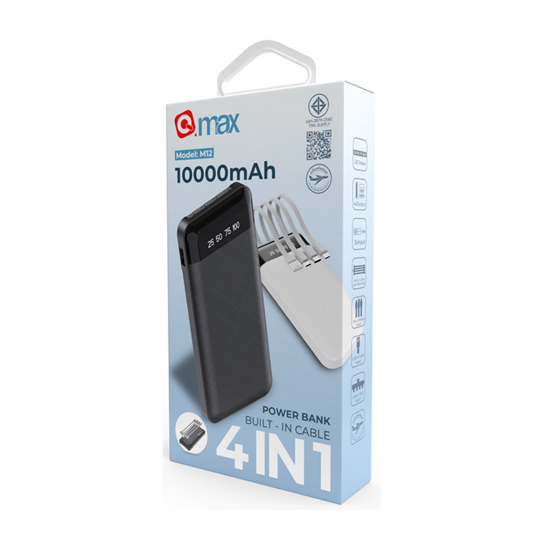 Q.max Power Bank 10000 mAh รุ่น M12 4 in 1 | AllOnline