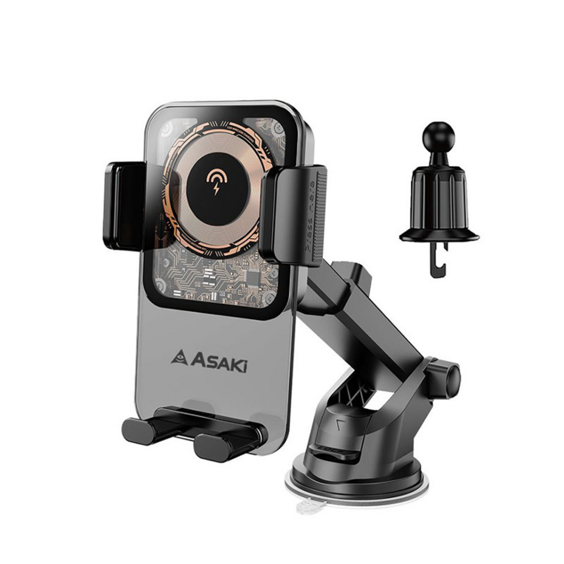 Asaki ที่วางโทรศัพท์ในรถยนต์ พร้อมชาร์จไร้สาย รุ่น A-3270C | AllOnline