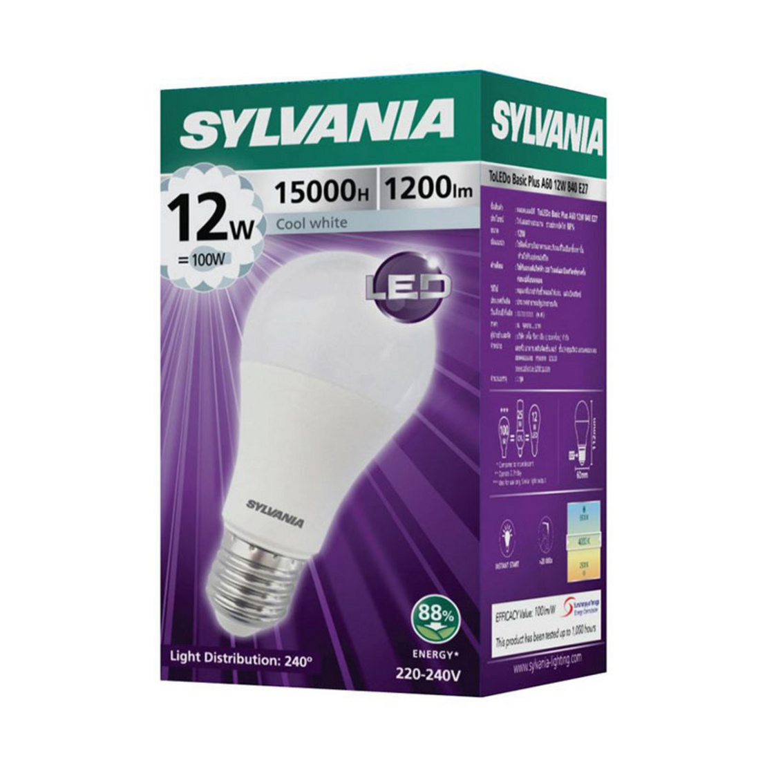SYLVANIA ToLEDo Basic Plus A60 12W ขั้ว E27 CW | AllOnline