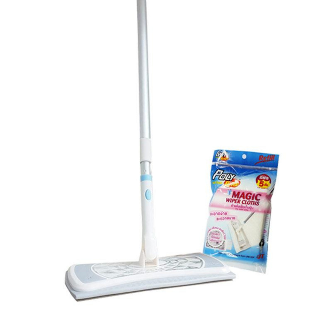 โพลี-ไบรท์ ไม้ถูพื้นดันฝุ่น เมจิกไวเปอร์ Magic wiper mop แถมฟรี รีฟิล 5 ...