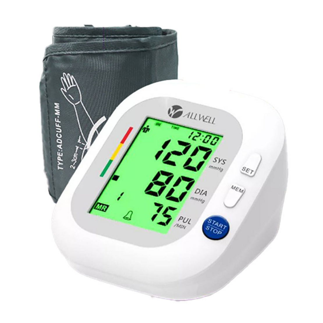 ALLWELL เครื่องวัดความดันโลหิตระบบเสียงพูดภาษาไทย หน้าจอเปลี่ยนสี รุ่น ...