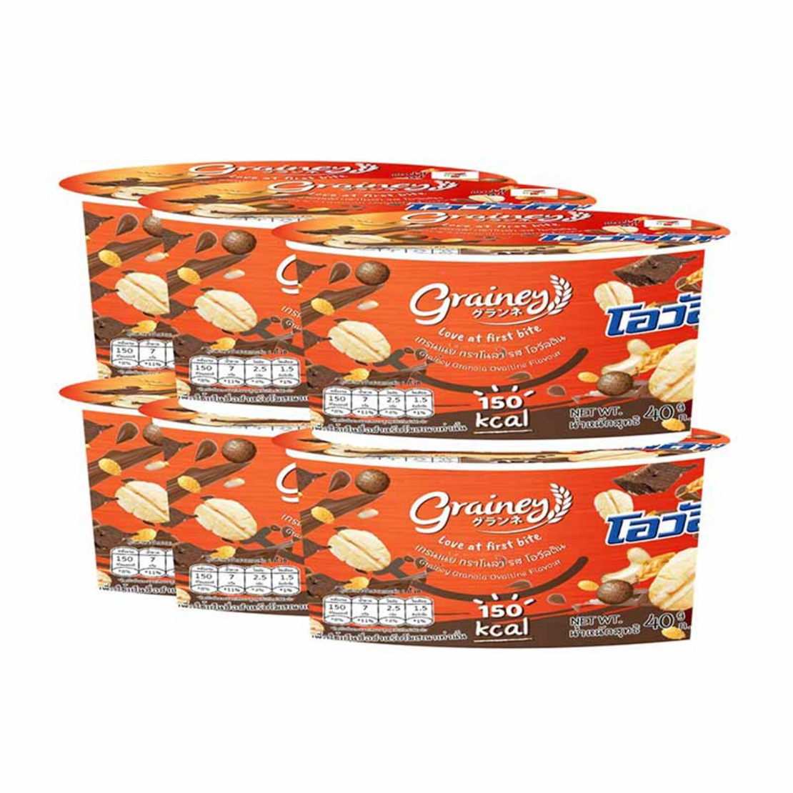 เกรนเน่ย์กราโนล่า รสโอวัลติน 40 กรัม (แพ็ก 6 ถ้วย) | AllOnline